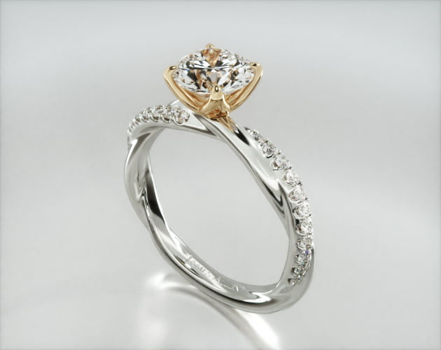 Rope Pavé Engagement Ring Embellished With a Four Prong Tulip Basket ...