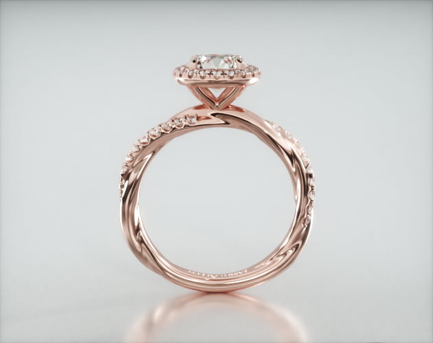 Rope Pavé Engagement Ring Embellished With a Single Row Pavé Halo Head ...