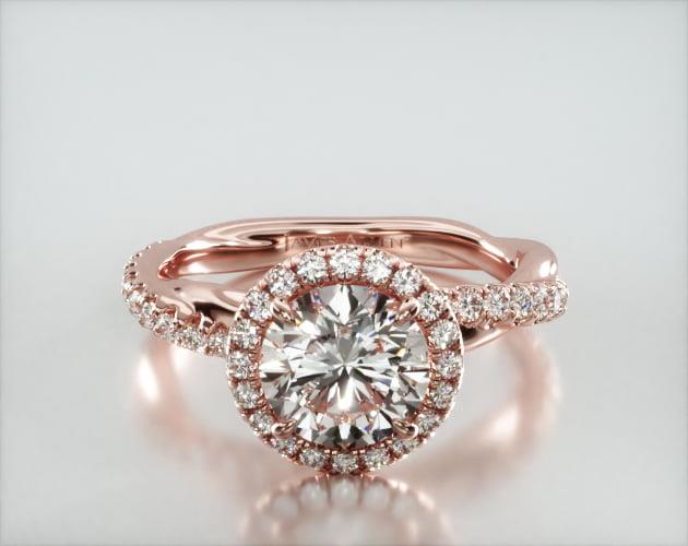 Rope Pavé Engagement Ring Embellished With a Single Row Pavé Halo Head ...