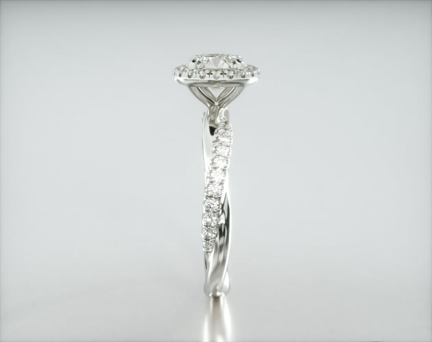 Rope Pavé Engagement Ring Embellished With a Single Row Pavé Halo Head ...