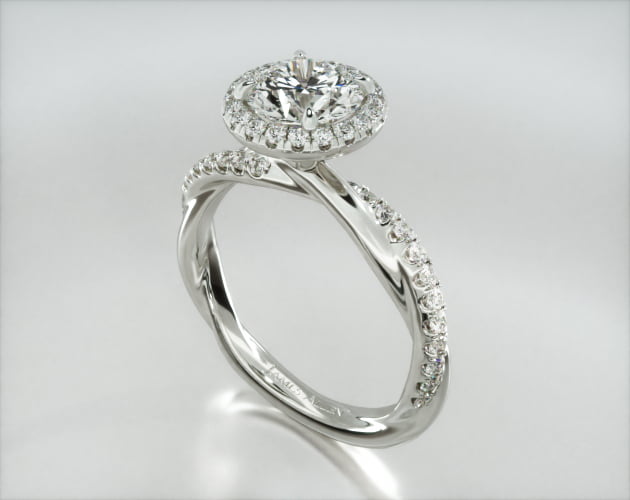 Rope Pavé Engagement Ring Embellished With a Single Row Pavé Halo Head ...