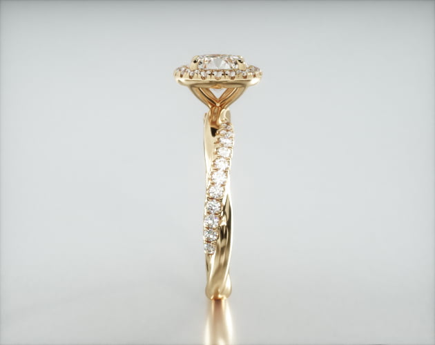 Rope Pavé Engagement Ring Embellished With a Single Row Pavé Halo Head ...