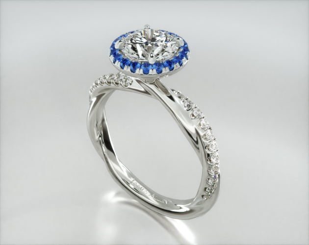 Rope Pavé Engagement Ring Embellished With a Single Row Sapphire Pavé ...
