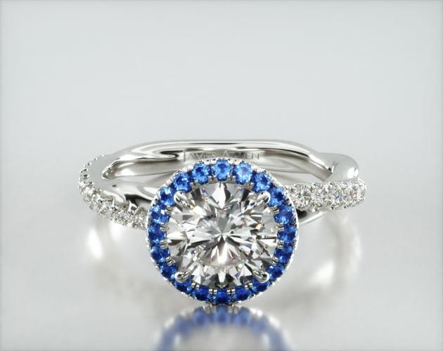 Rope Pavé Engagement Ring Embellished With a Single Row Sapphire Pavé ...