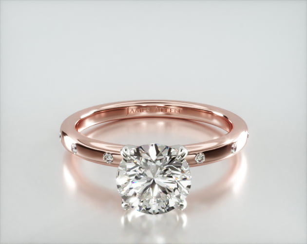 Sleek Accent Diamond Engagement Ring Embellished With a Four Prong ...