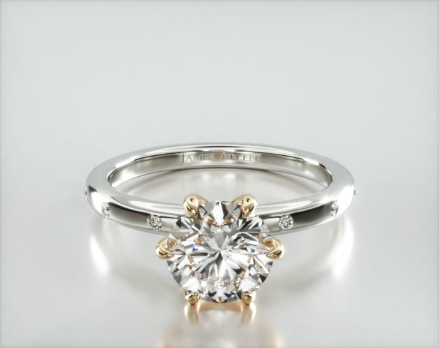 Sleek Accent Diamond Engagement Ring Embellished With a Six Prong ...