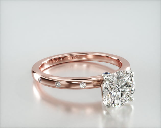 Sleek Accent Diamond Engagement Ring Embellished With a Four Prong ...