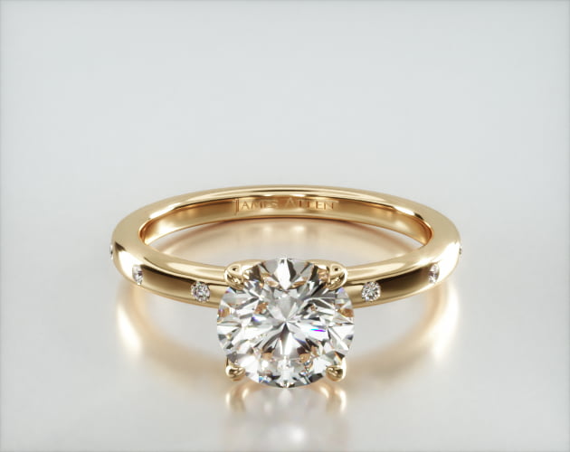 Sleek Accent Diamond Engagement Ring Embellished With a Four Prong ...