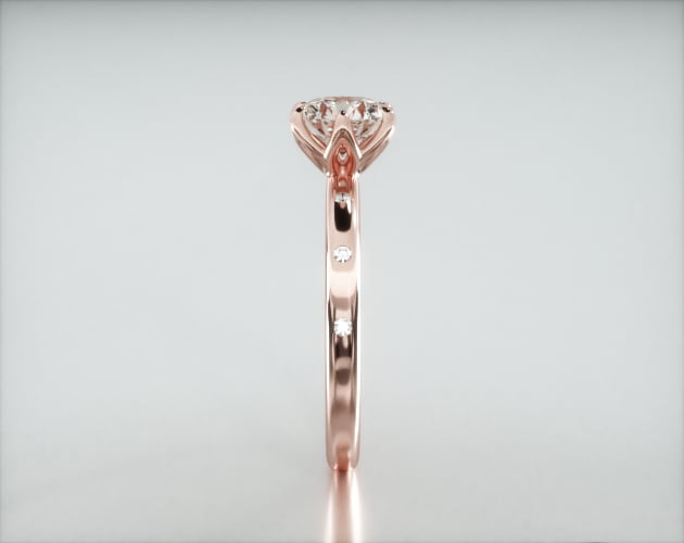 Sleek Accent Diamond Engagement Ring Embellished With a Scalloped Six ...