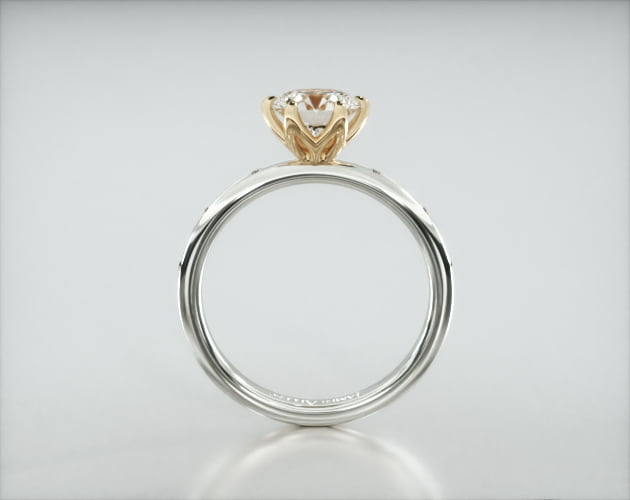 Sleek Accent Diamond Engagement Ring Embellished With a Scalloped Six ...