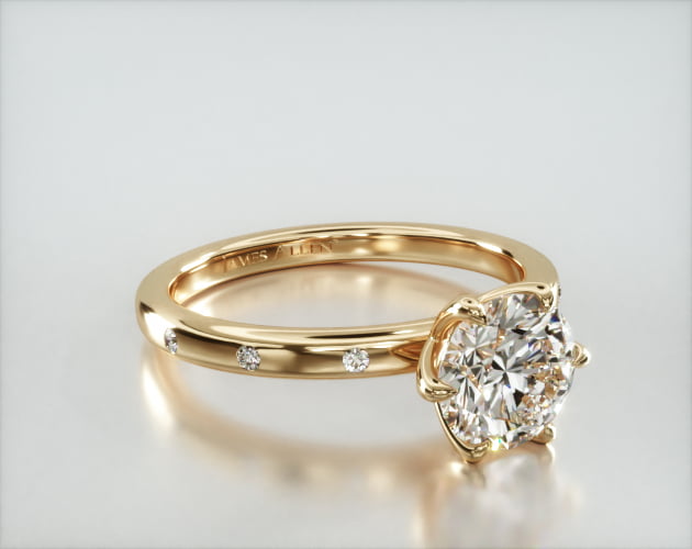 Sleek Accent Diamond Engagement Ring Embellished With a Scalloped Six ...