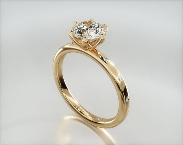 Sleek Accent Diamond Engagement Ring Embellished With a Scalloped Six ...