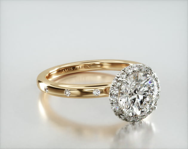 Sleek Accent Diamond Engagement Ring Embellished With a French Pavé ...