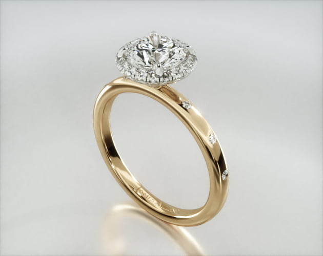 Sleek Accent Diamond Engagement Ring Embellished With a French Pavé ...
