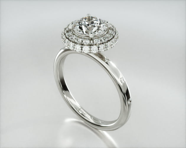 Sleek Accent Diamond Engagement Ring Embellished With a Falling Edge ...