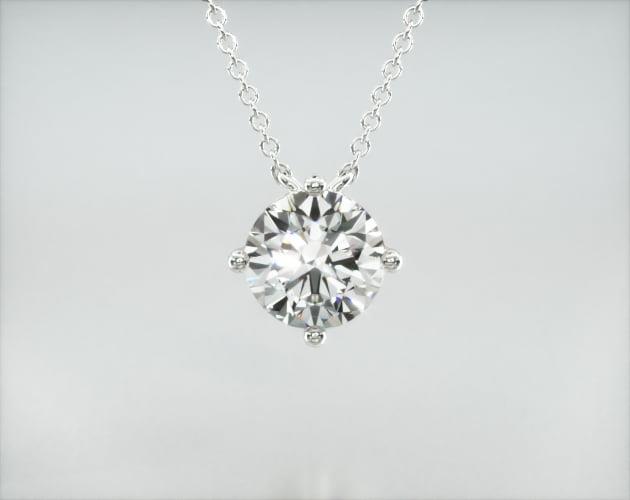 14K White Gold Kite Set Solitaire Diamond Pendant (0.75 CTW - H-I / SI1 ...