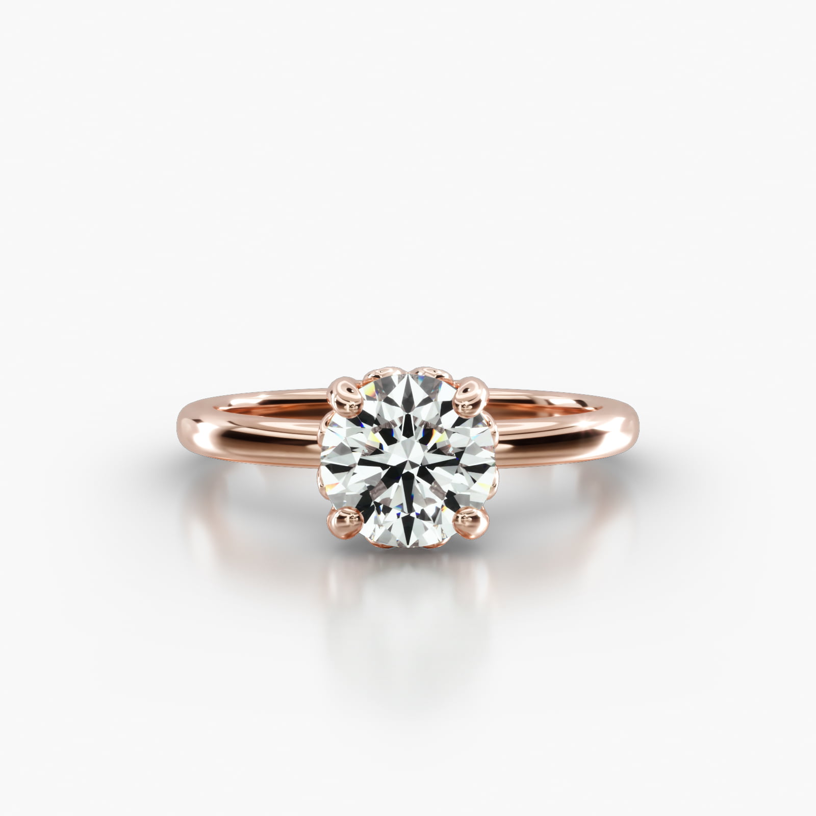 Solitaire Engagement Ring Embellished With a Four Prong Lotus Basket ...