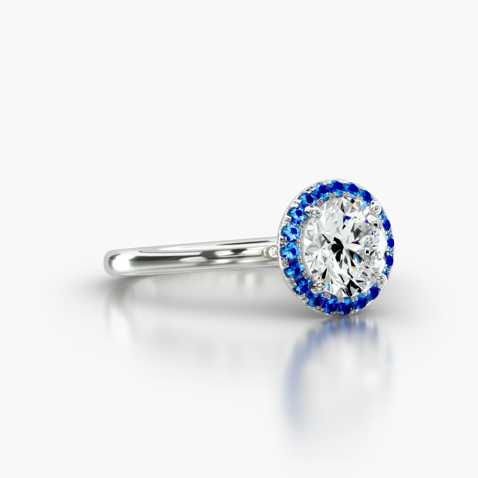 Solitaire Engagement Ring Embellished With a Single Row Sapphire Pavé ...