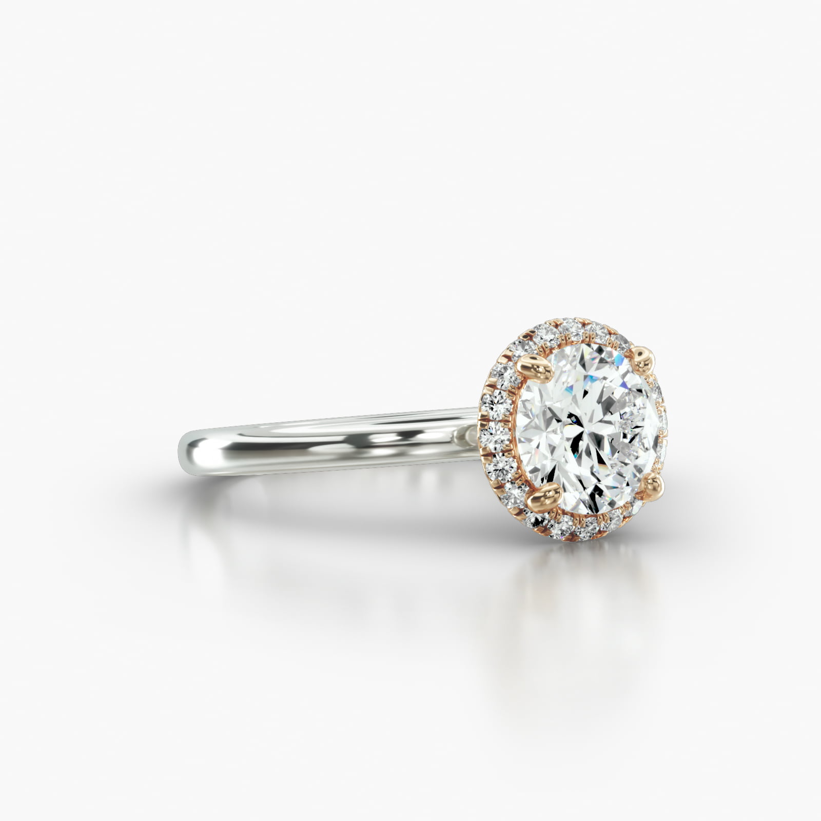 Solitaire Engagement Ring Embellished With a French Pavé Halo Head ...