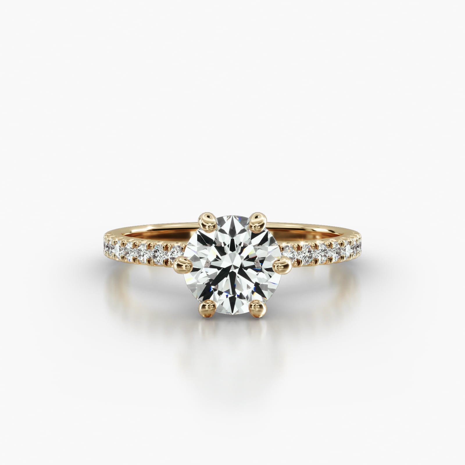 Petite U Shaped Pavé Engagement Ring Embellished With a Six Prong ...