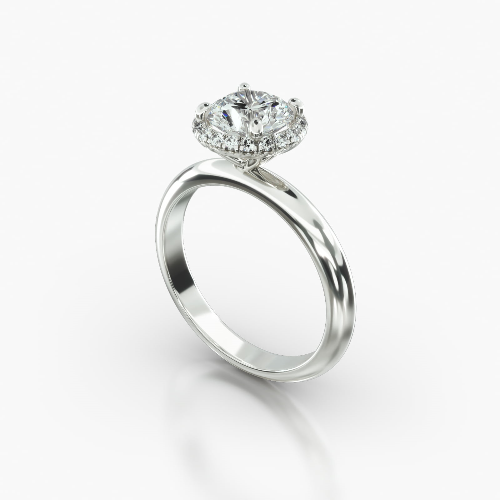 Knife Edge Solitaire Engagement Ring Embellished With a French Pavé ...