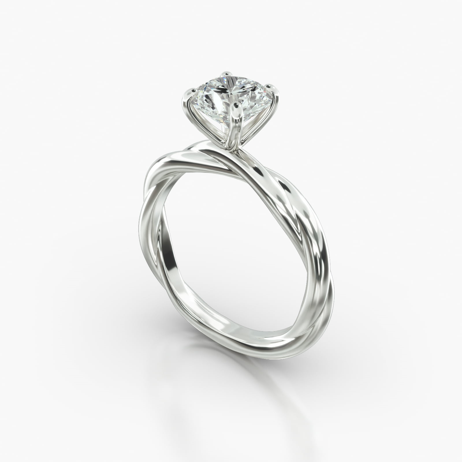 Rope Solitaire Engagement Ring Embellished With a Four Prong Signature ...