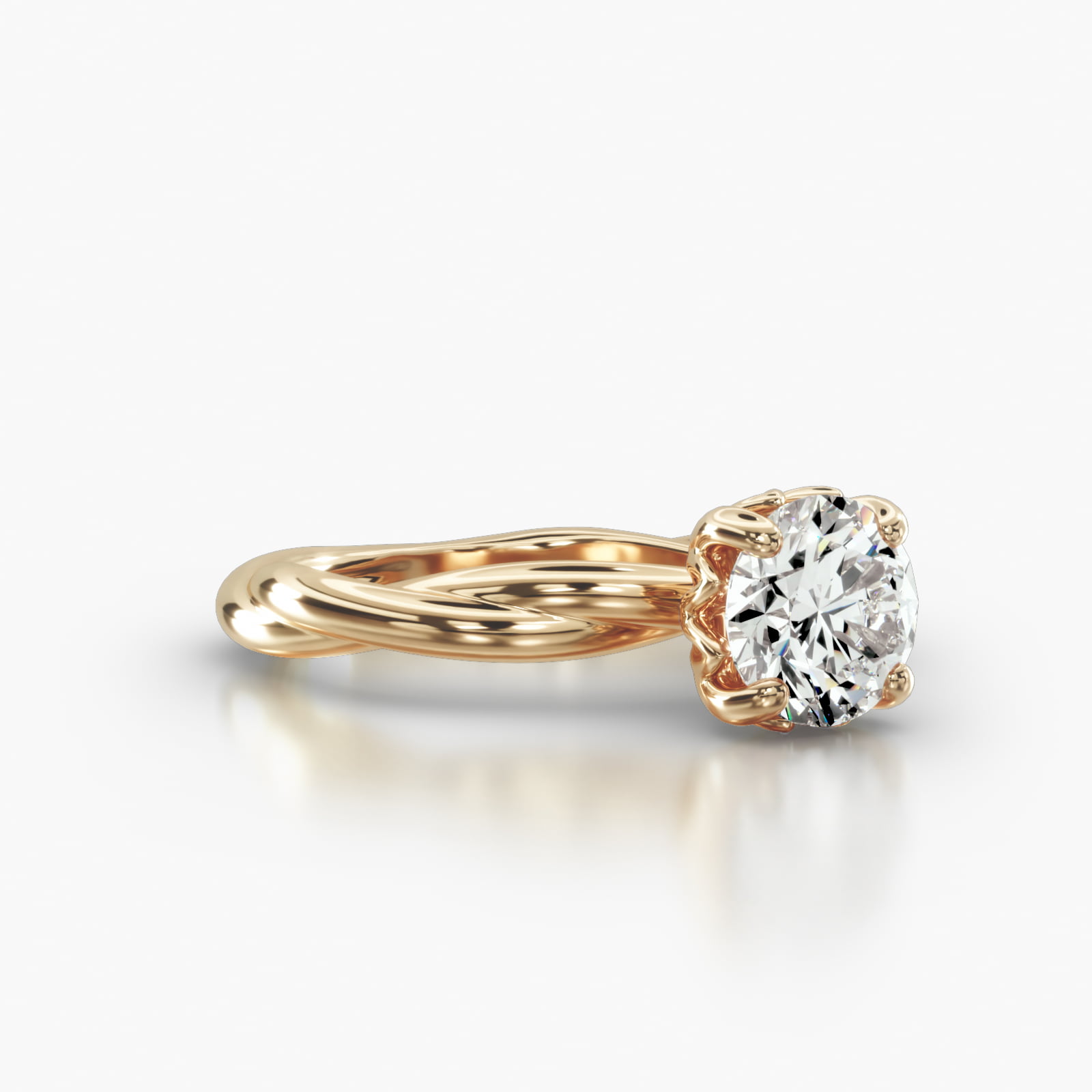 Rope Solitaire Engagement Ring Embellished With a Four Prong Lotus ...