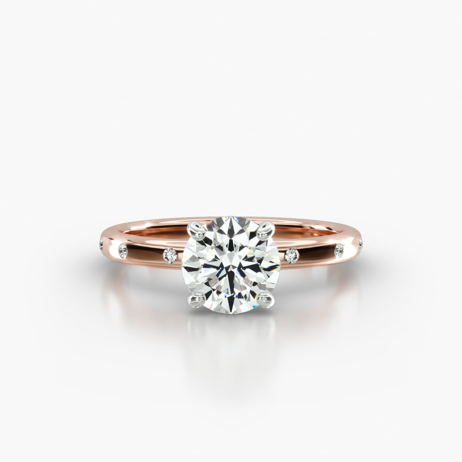 Sleek Accent Diamond Engagement Ring Embellished With a Four Prong ...