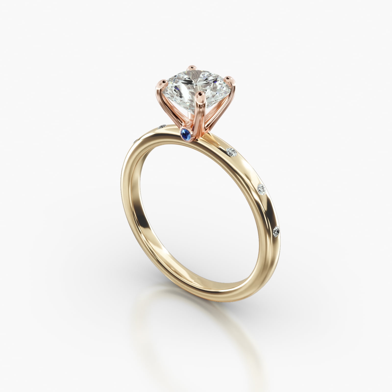Sleek Accent Diamond Engagement Ring Embellished With a Four Prong ...