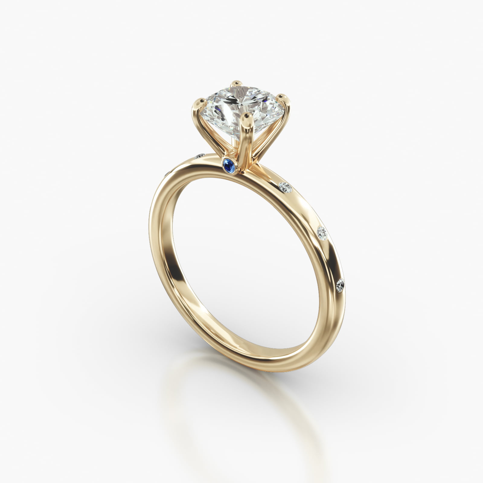 Sleek Accent Diamond Engagement Ring Embellished With a Four Prong ...