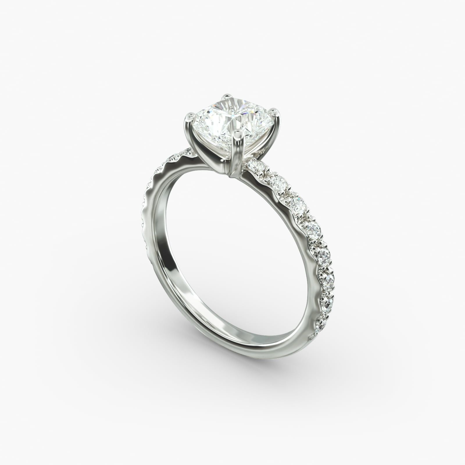 GIA 1.32 Carat I-VS2 Radiant Cut Diamond French Cut Pavé Diamond ...