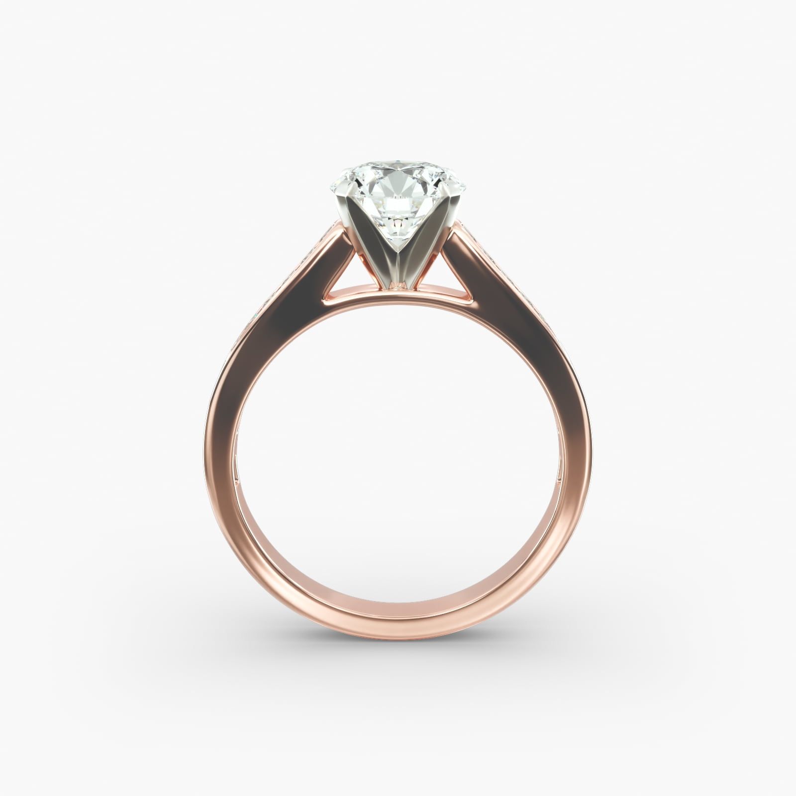 14K Rose Gold Thin Channel Set Princess Shaped Diamond Engagement Ring ...