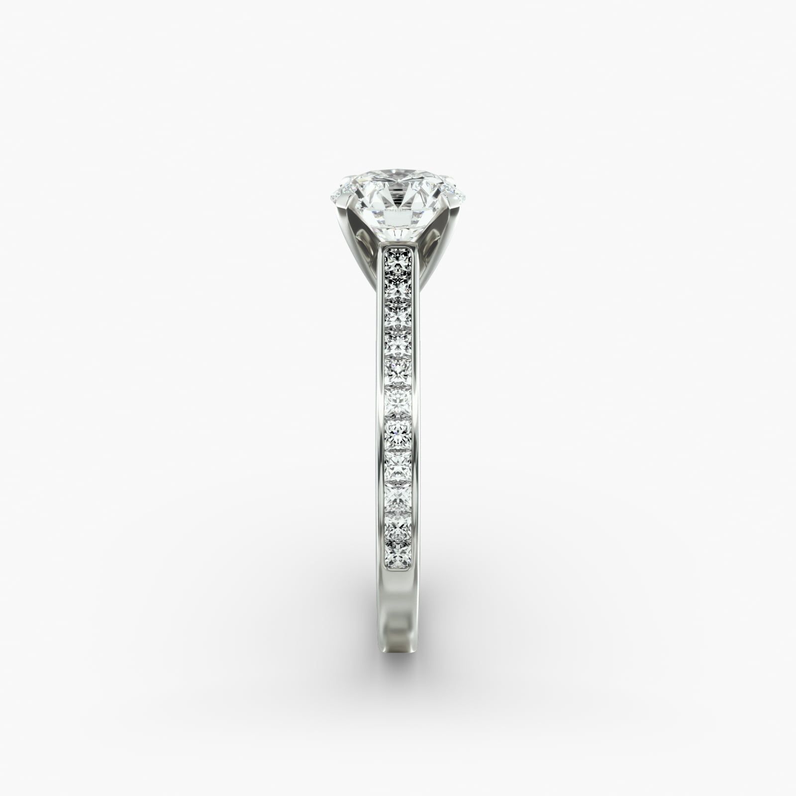 Platinum Thin Channel Set Princess Shaped Diamond Engagement Ring-11106p