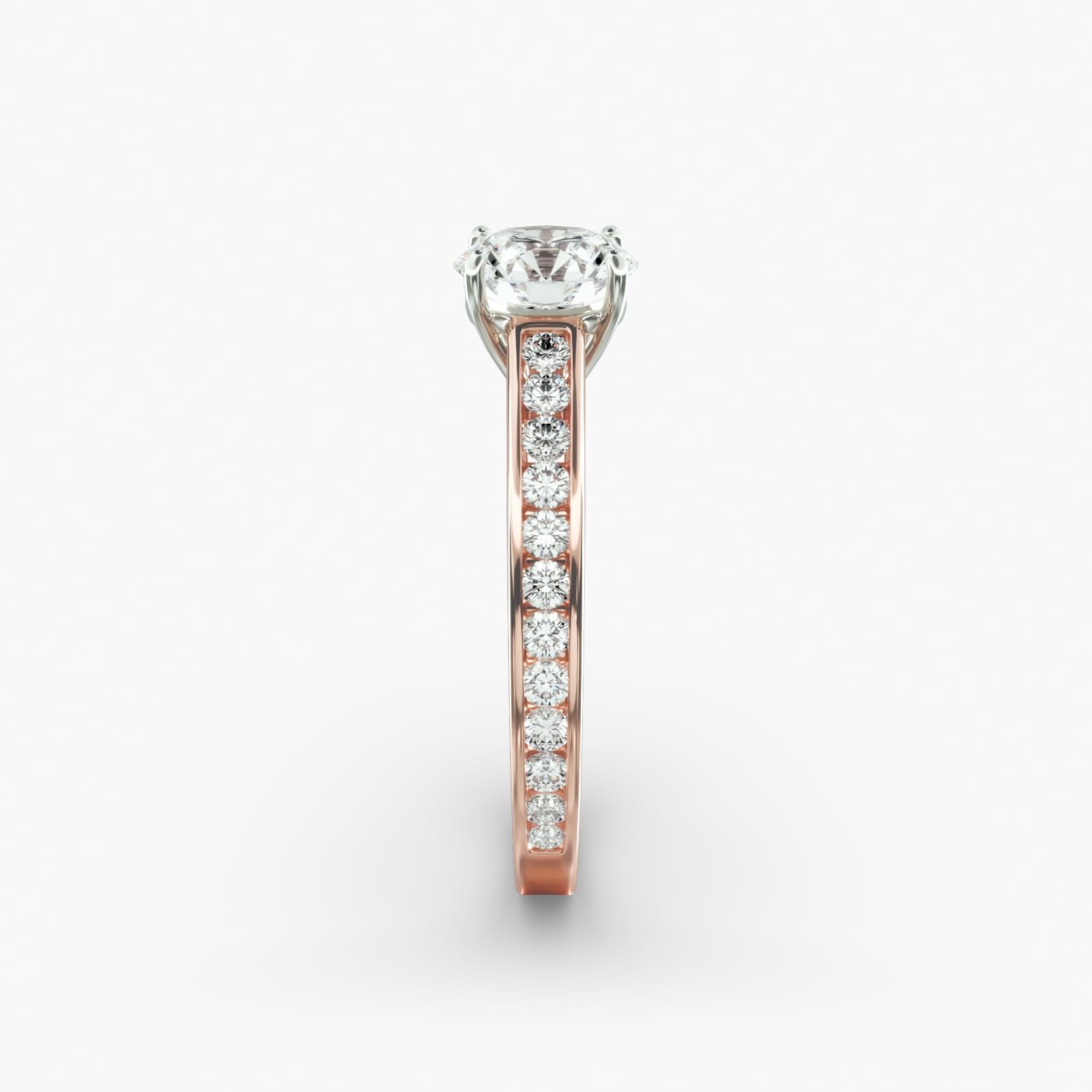 14K Rose Gold Channel Set Round Diamond Engagement Ring-11165r14