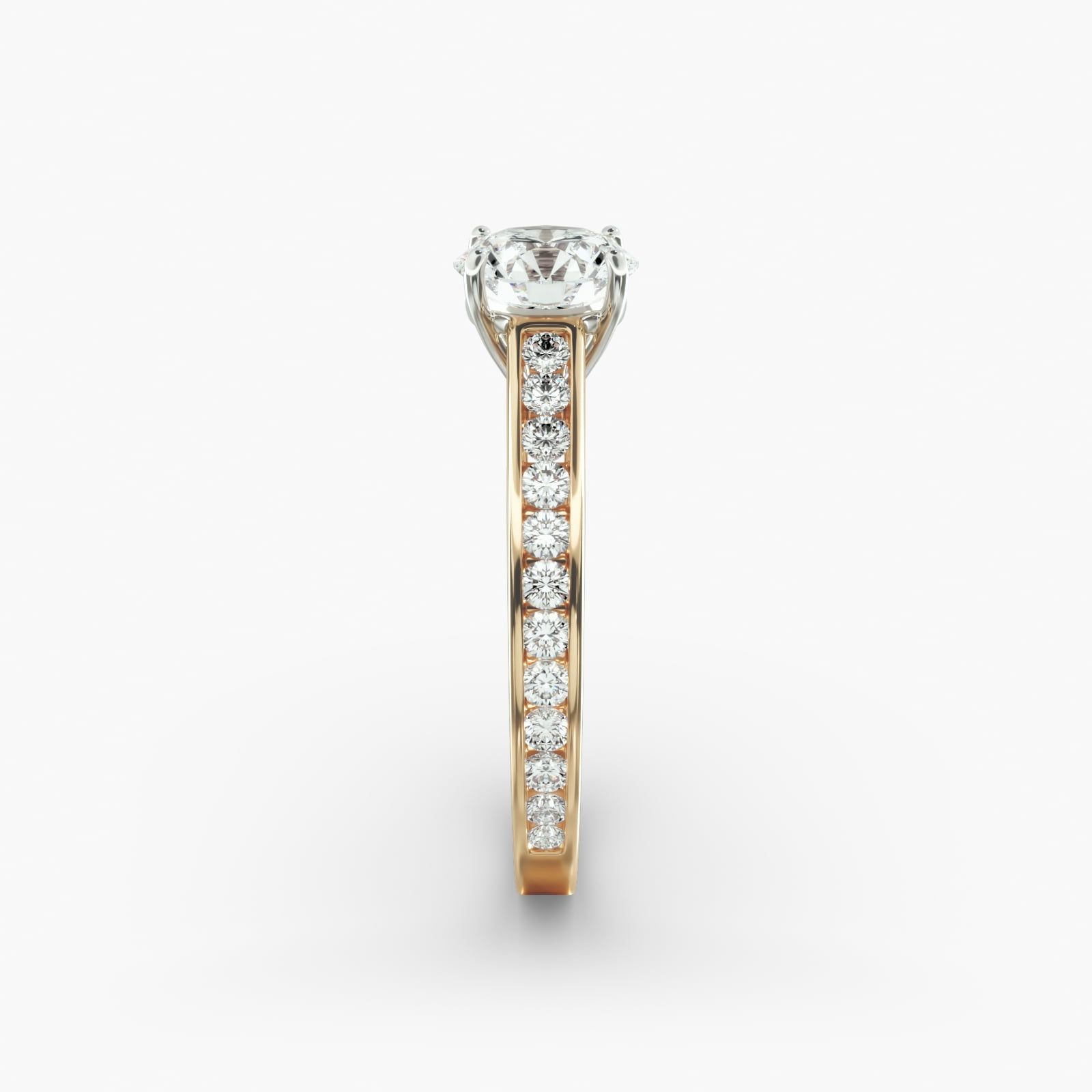 14K Yellow Gold Channel Set Round Diamond Engagement Ring-11165y14