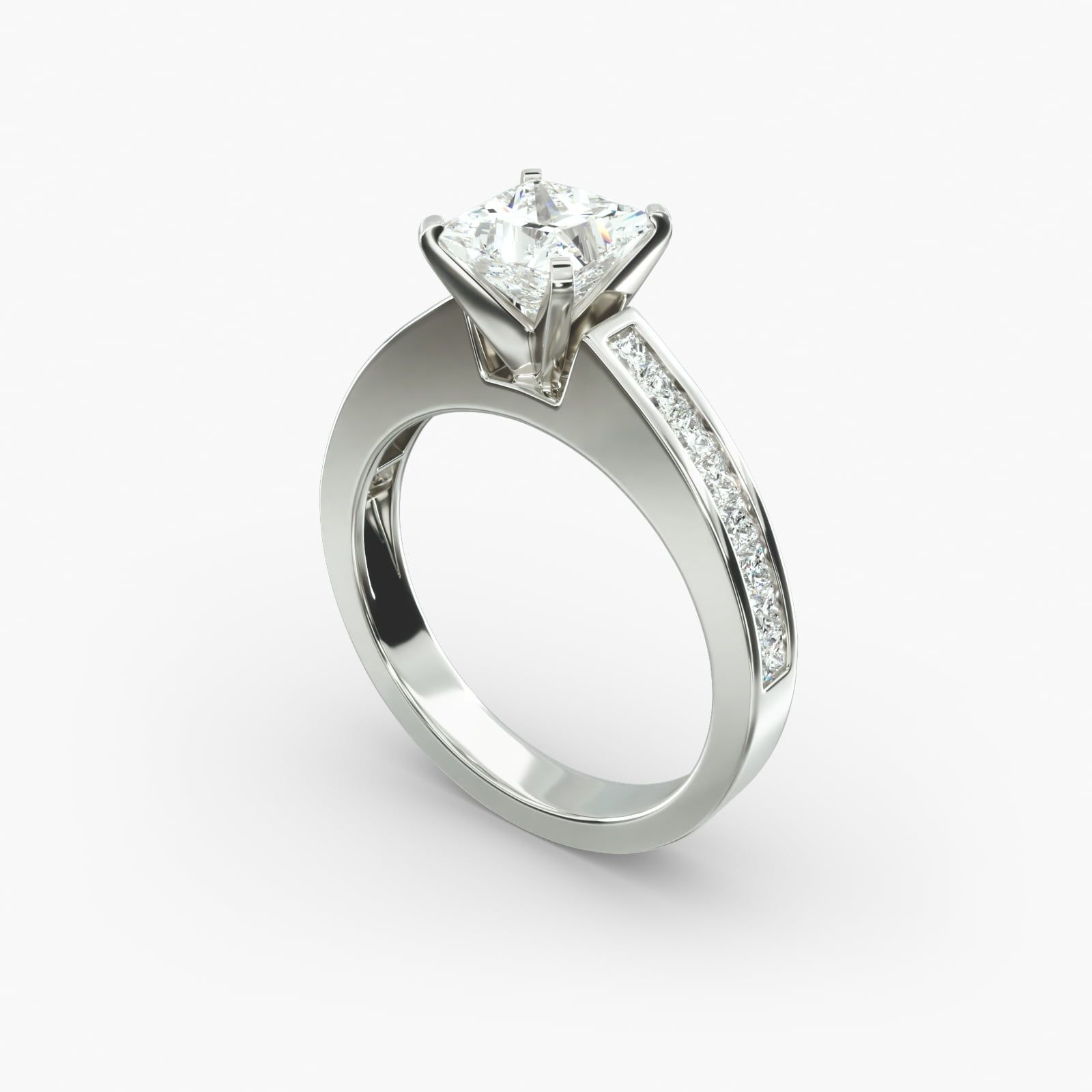 GIA 1.23 Carat E-VS2 Princess Cut Diamond Channel Set Princess Shaped ...