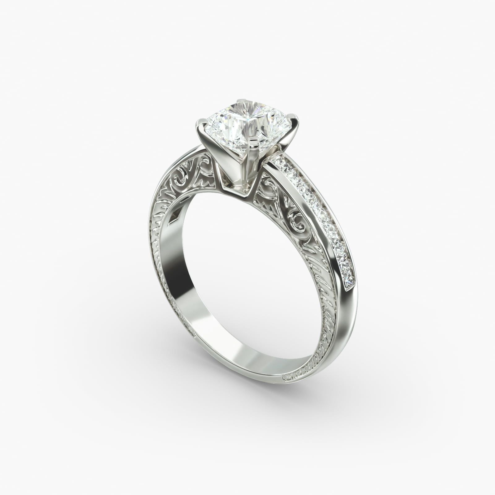 GIA 1.68 Carat H-VVS2 Radiant Cut Diamond Engraved Princess Shaped ...