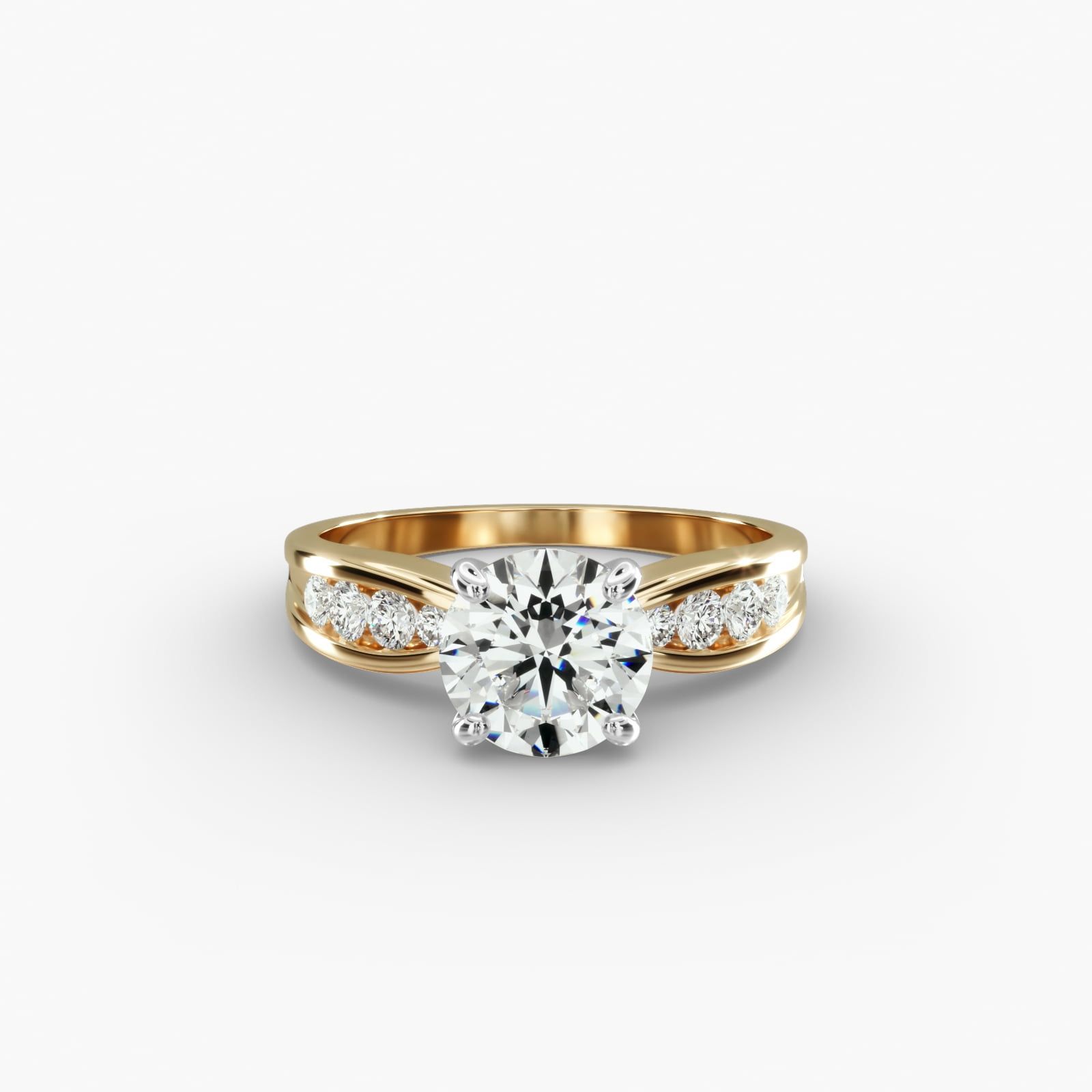 Bow Tie Channel .30ctw Engagement Ring in 14K Yellow Gold 3.90mm Width Band Setting Price