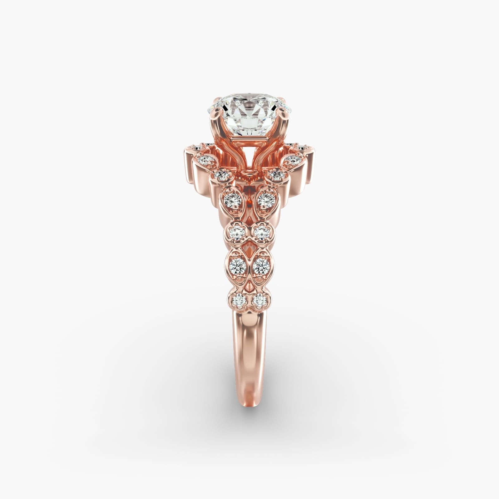 14K Rose Gold Alternating Shapes Open Split Shank-17032r