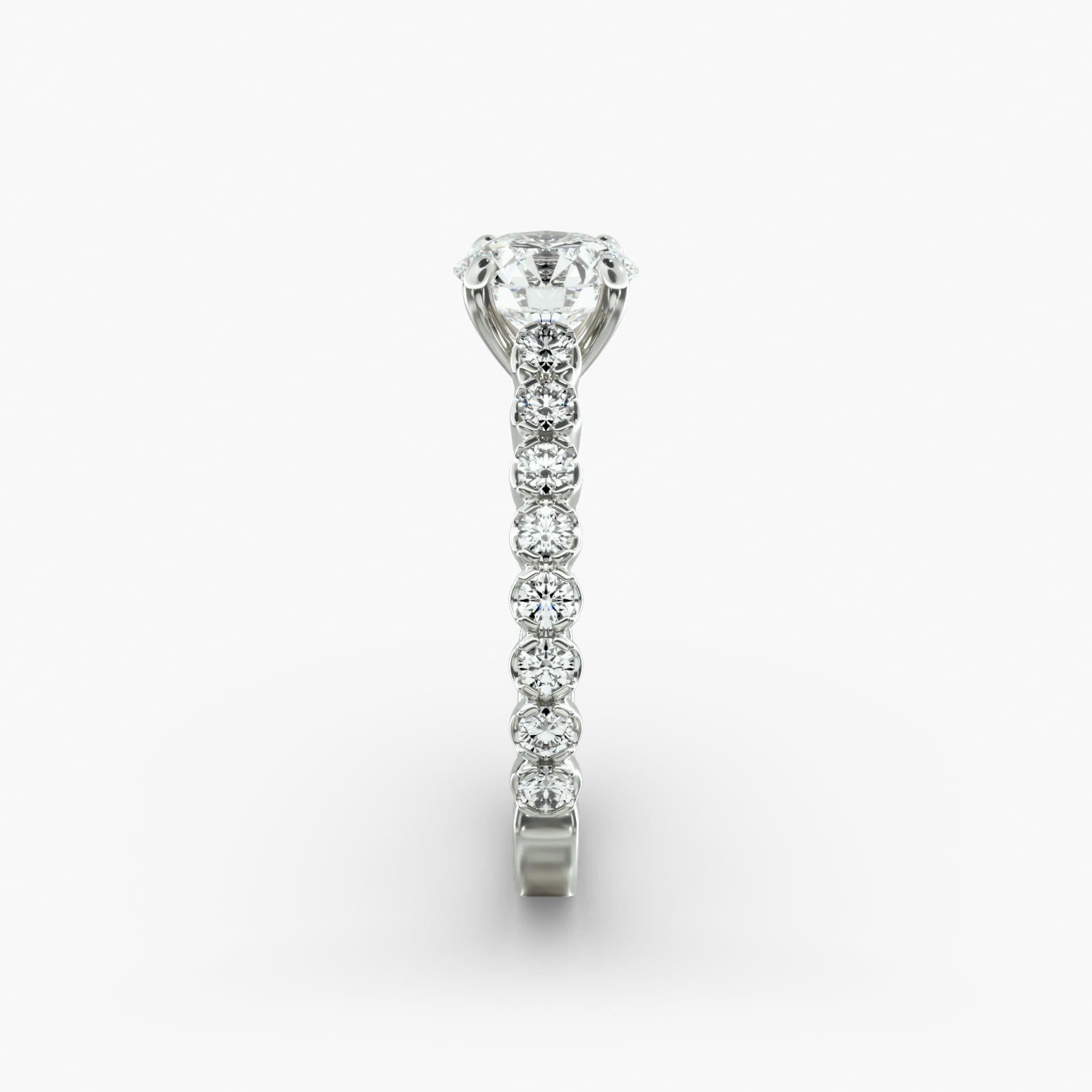 Platinum Scallop Style Diamond Engagement Ring-17090p