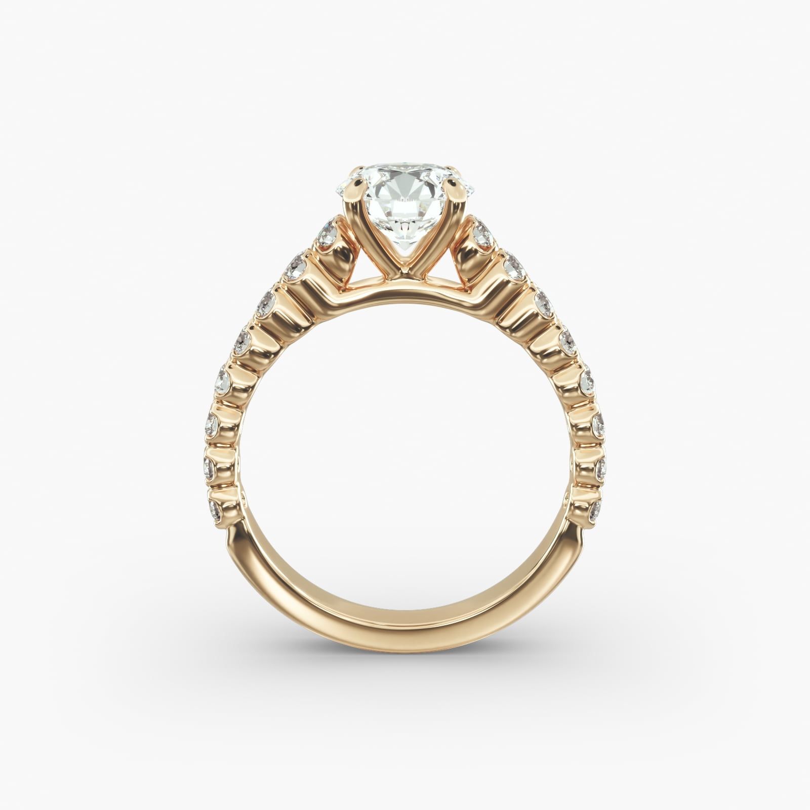 14K Yellow Gold Scallop Style Diamond Engagement Ring-17090y14