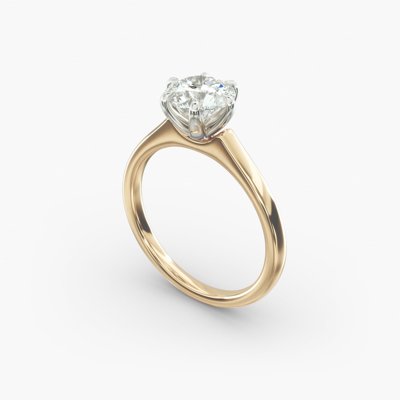 1.86ct Round Diamond Engagement Ring EX Cut K Color SI1 Clarity Sleek Solitaire 6 Claw Prong 1.8mm 14K Yellow Gold
