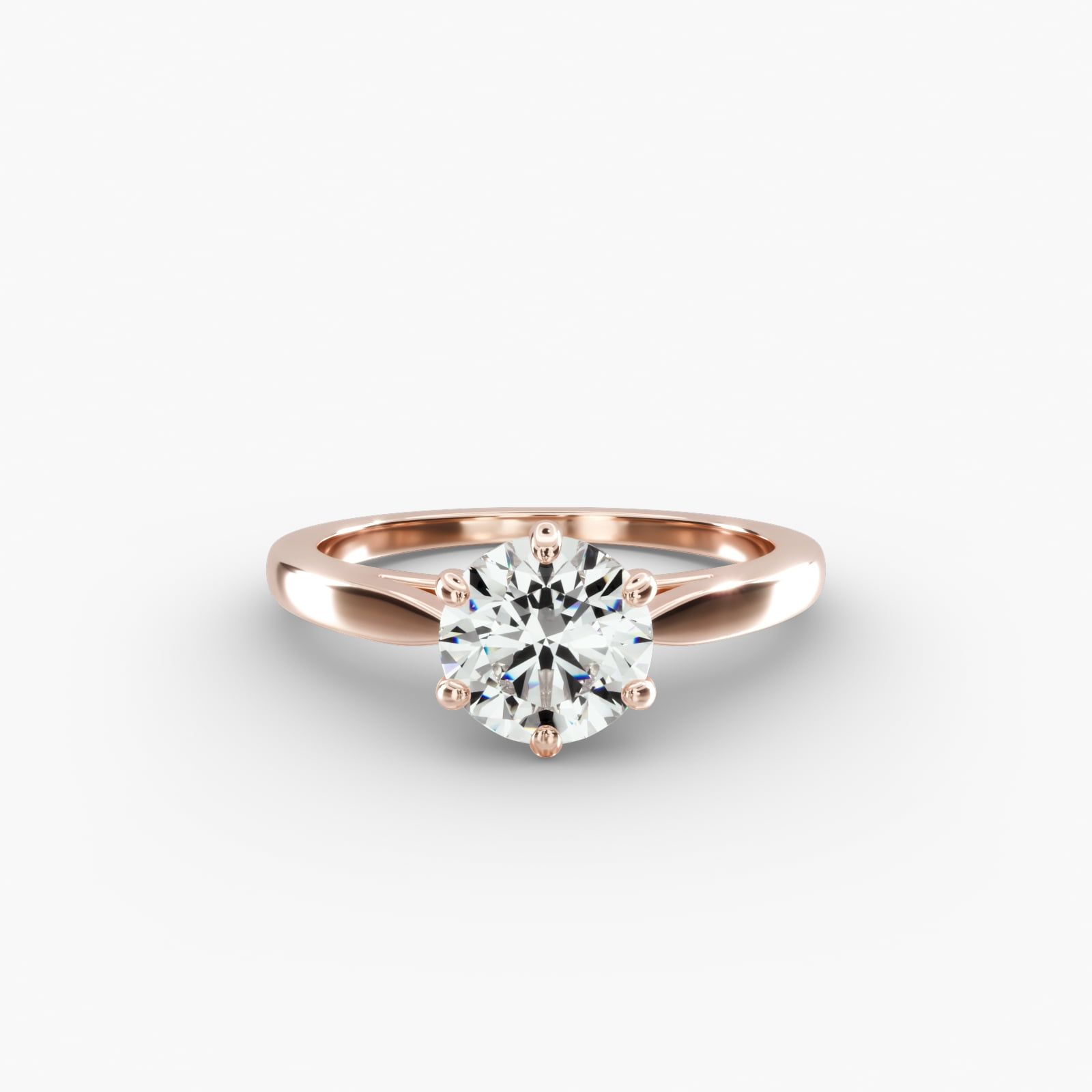 14K Rose Gold Petite Flower Solitaire Engagement Ring-17148r14