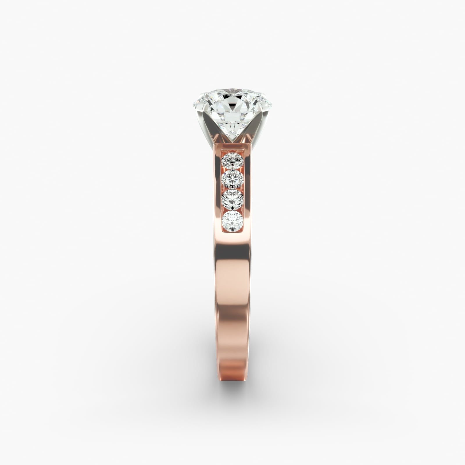 14K Rose Gold Channel Set Diamond Engagement Ring-17151r14