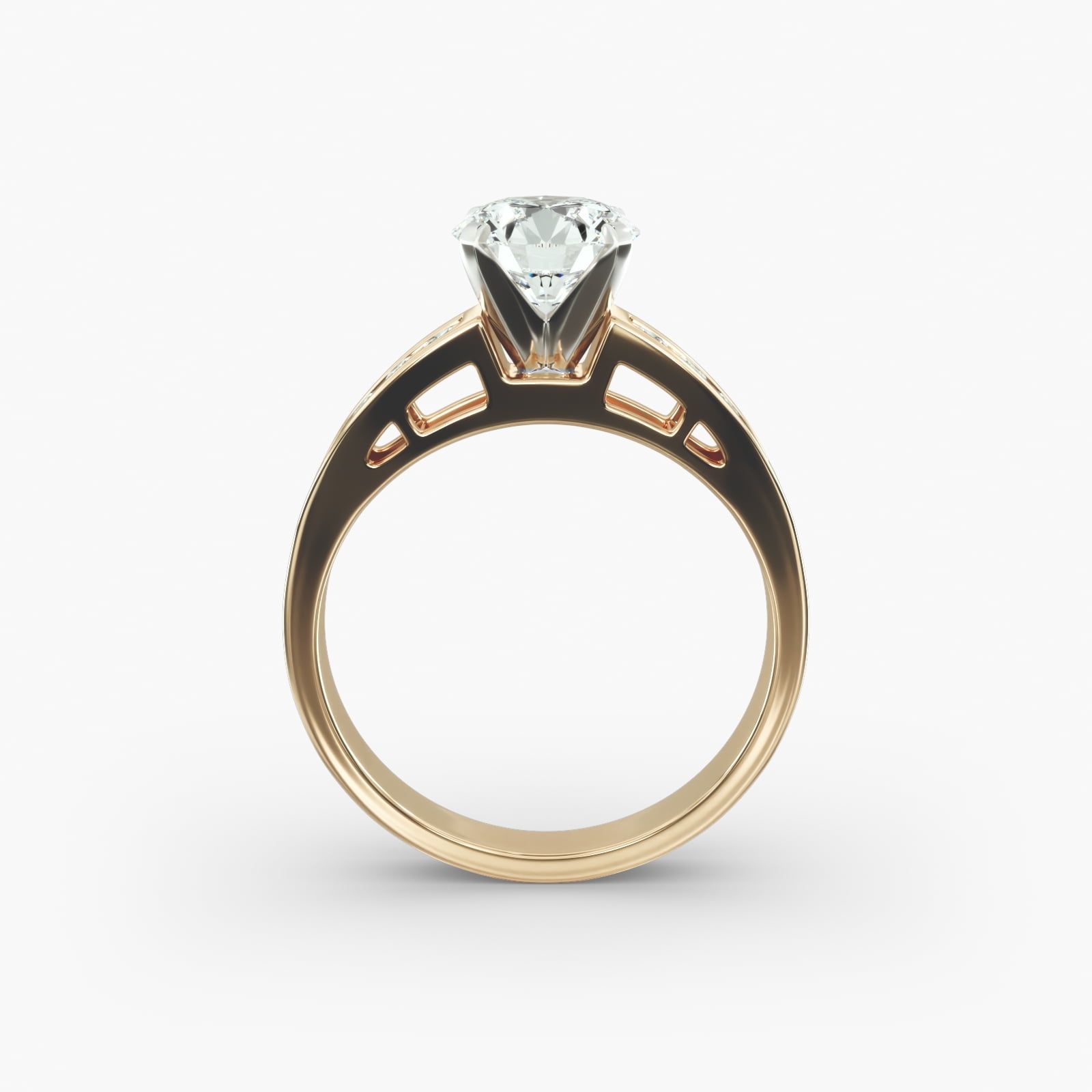 14K Yellow Gold Channel Set Diamond Engagement Ring-17151y14