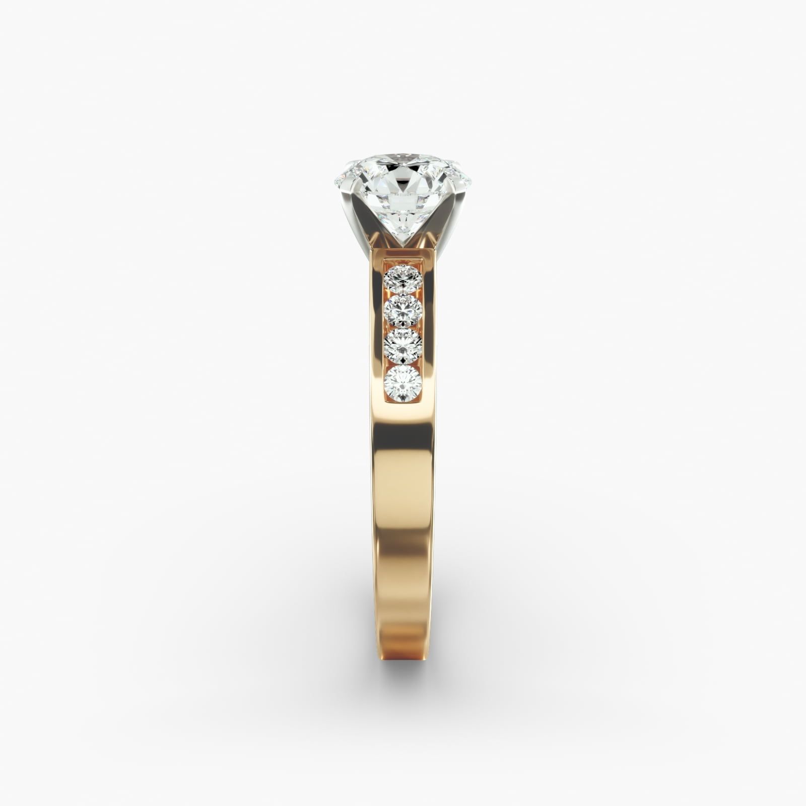 14K Yellow Gold Channel Set Diamond Engagement Ring-17151y14