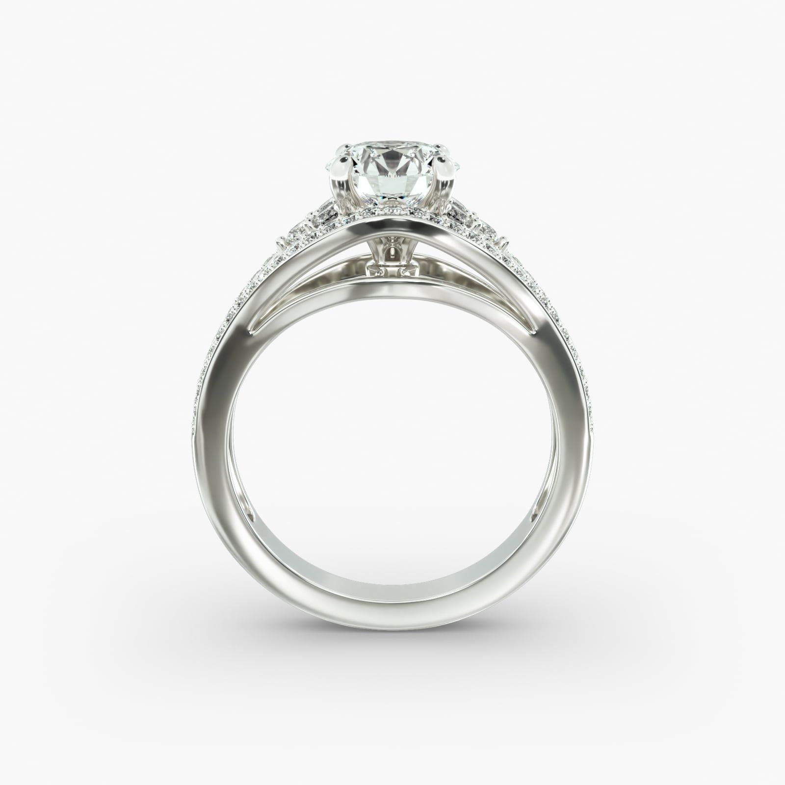 Platinum Double Pavé Diamond Engagement Ring-17408p