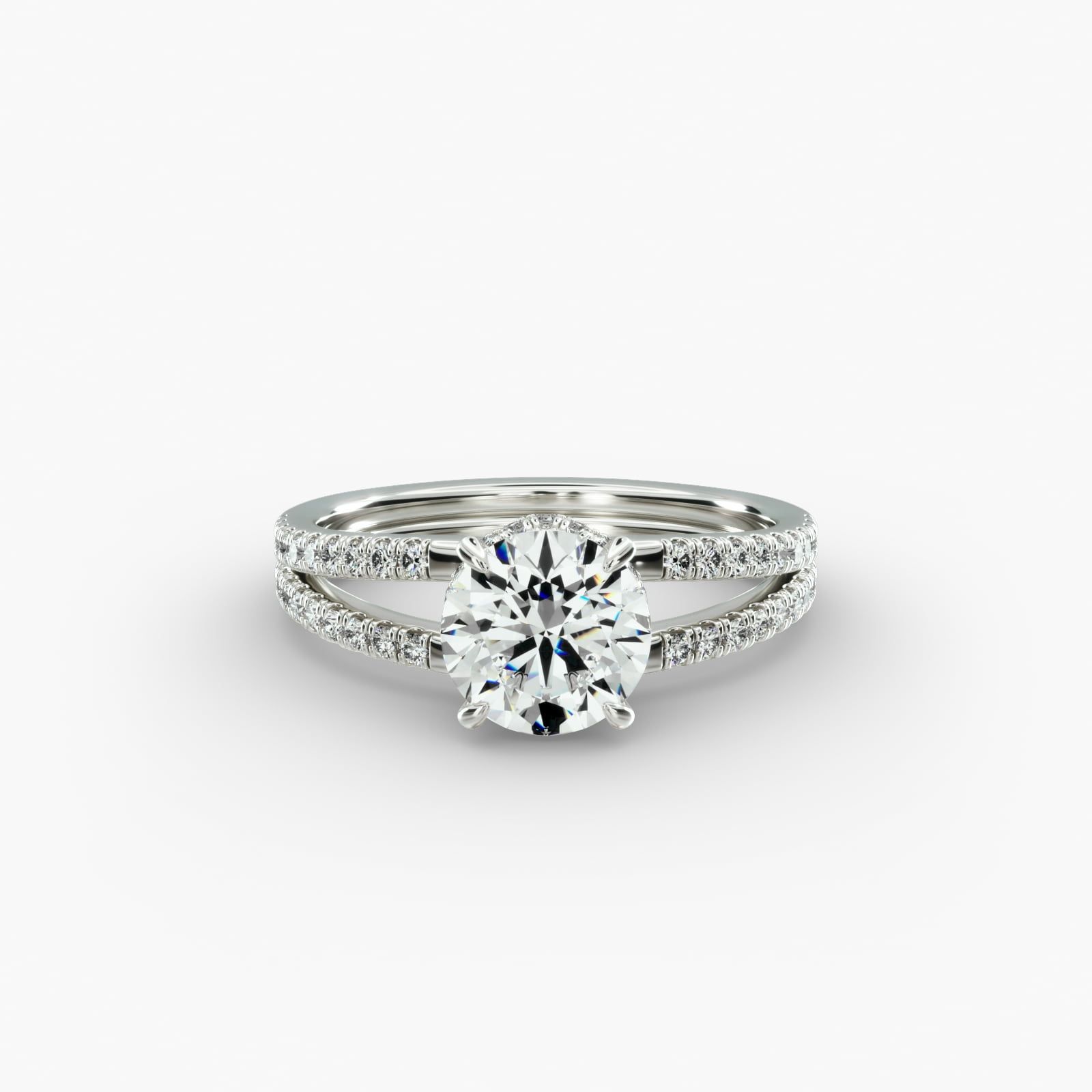 Delicate Split Shank Pave Engagement Ring in 14K White Gold 3.30mm Width Band Setting Price