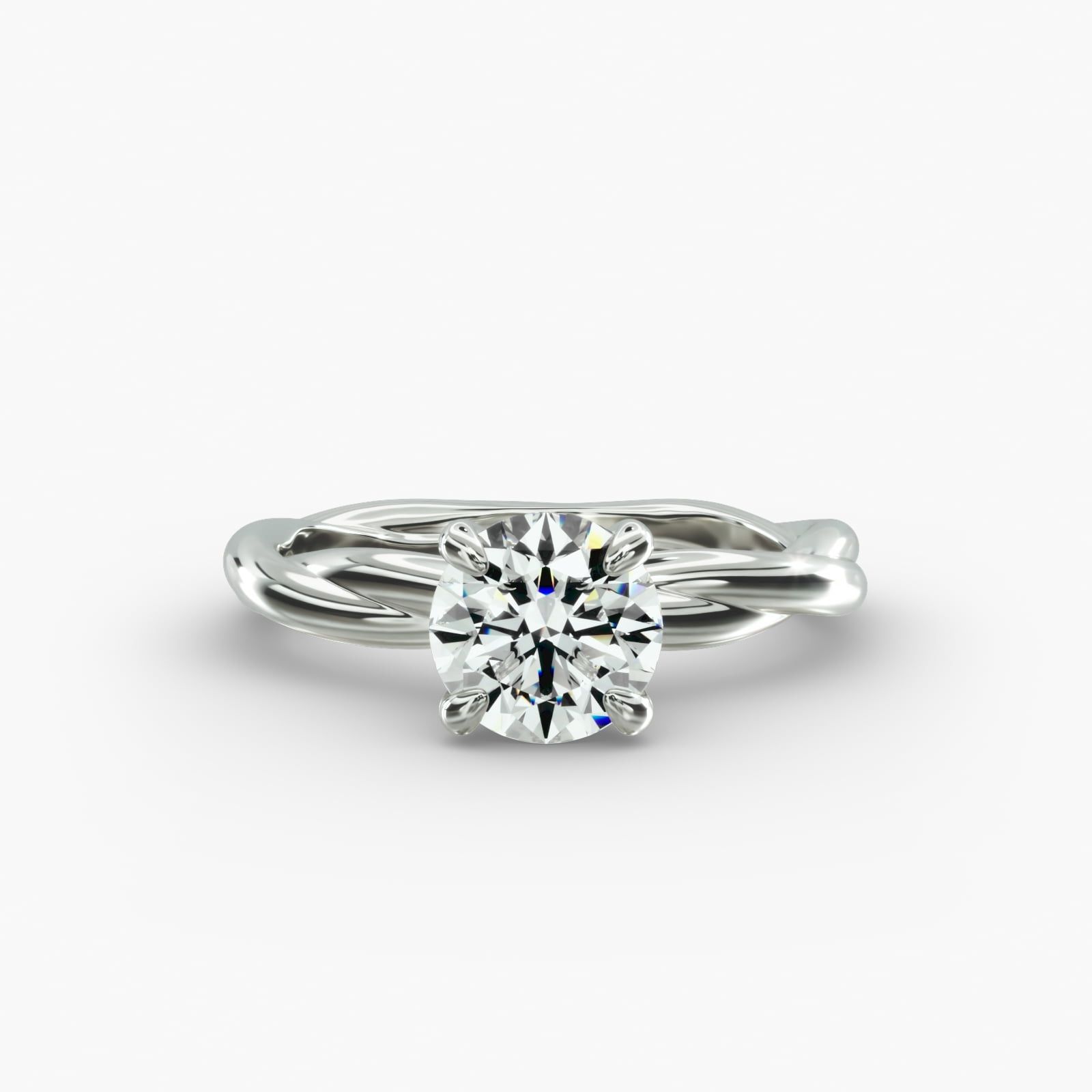 Platinum Rope Solitaire Engagement Ring-17455p