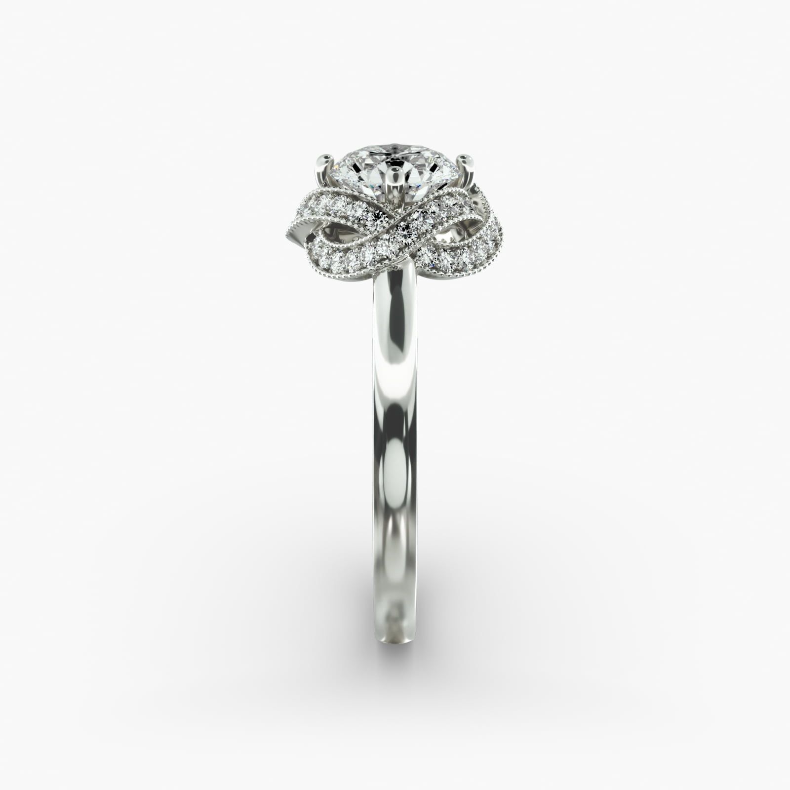 Platinum Infinity Milgrain Halo Engagement Ring-17535p